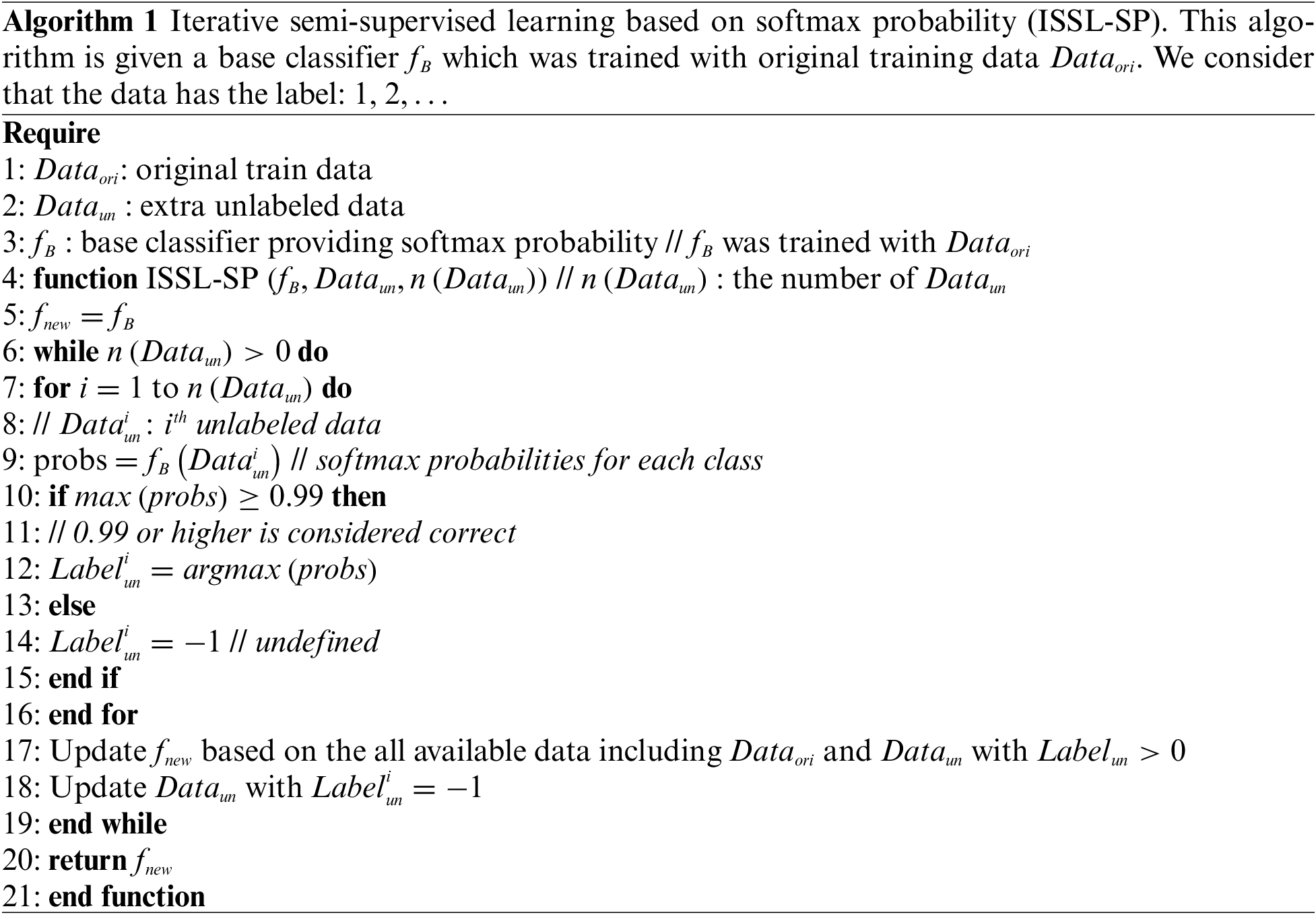 Iterative Semi-Supervised Learning Using Softmax Probability