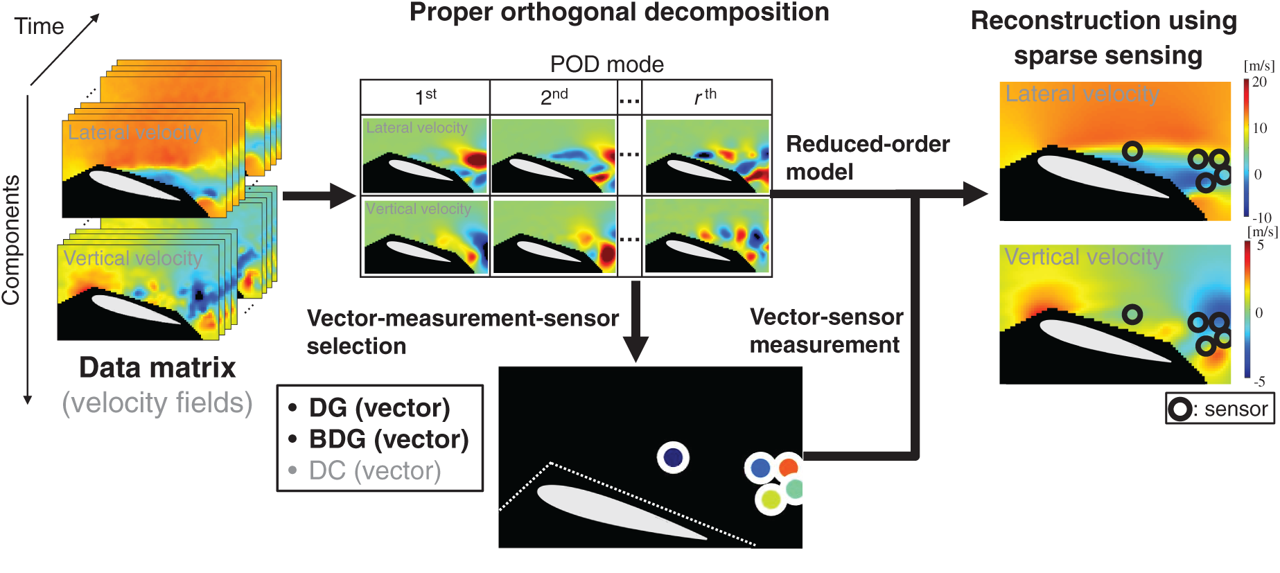 Data-Driven Determinant-Based Greedy Under/Oversampling Vector Sensor Placement
