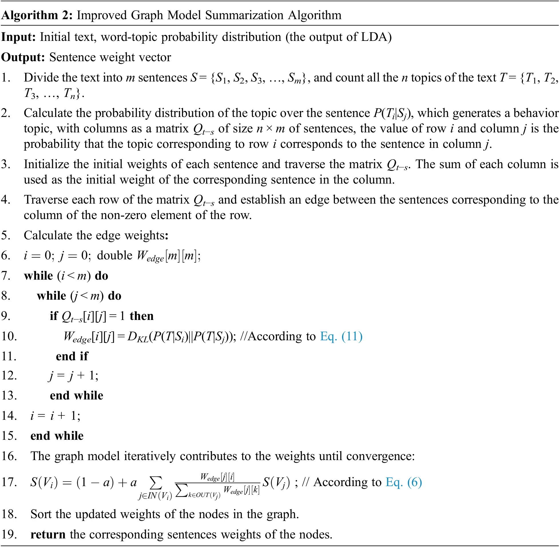 CSSE | Free Full-Text | TG-SMR: A Text Summarization Algorithm Based on Topic and Graph Models